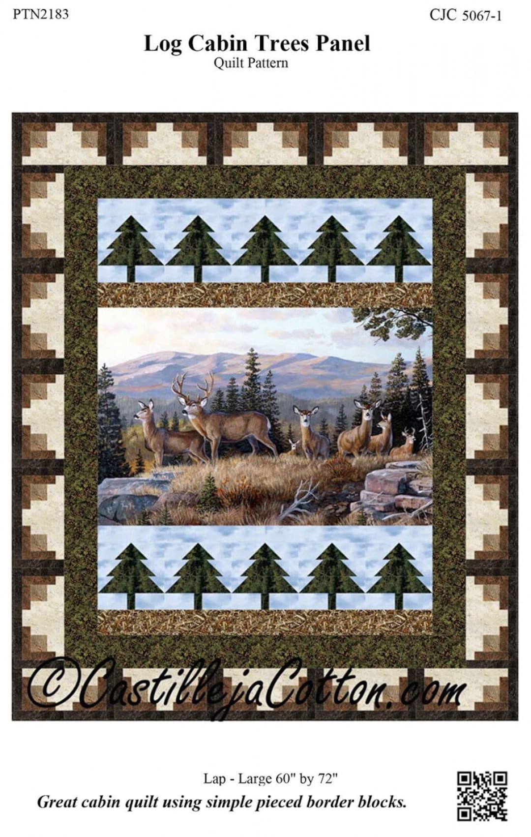 Log Cabin Trees Panel Quilt Pattern, Castilleja Cotton CJC-50671 ...
