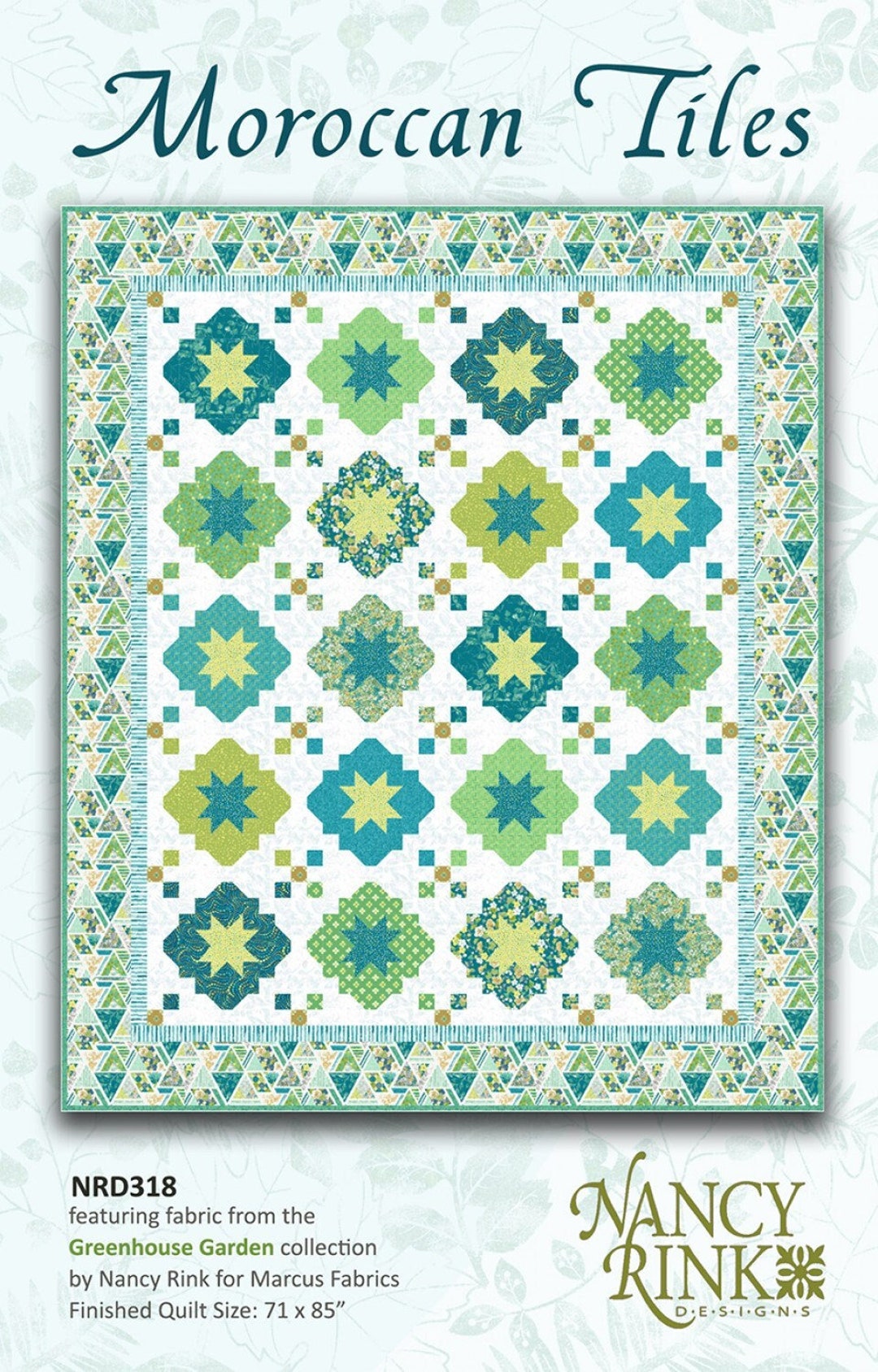 Moroccan Tiles Quilt Pattern, Nancy Rink Designs NRD318, 11 Fat Quarter ...
