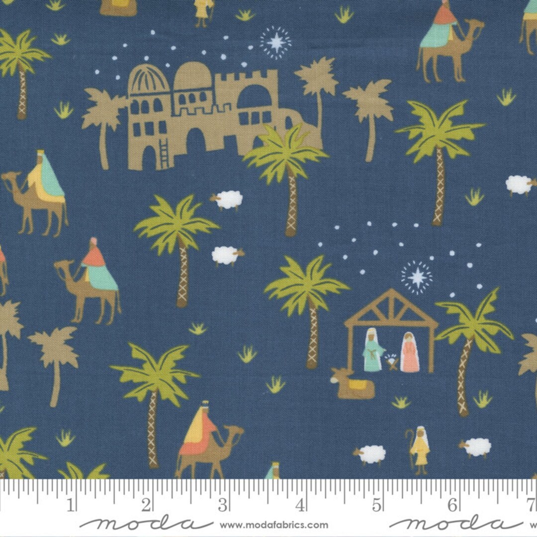 Christmas Nativity Fabric Moda 20801 24 Joyful Joyful Navy - Etsy