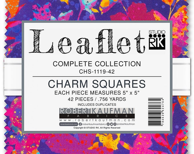 LAST CALL Leaflet Charm Squares, Robert Kaufman CHS-1119-42, 5" Precut ...