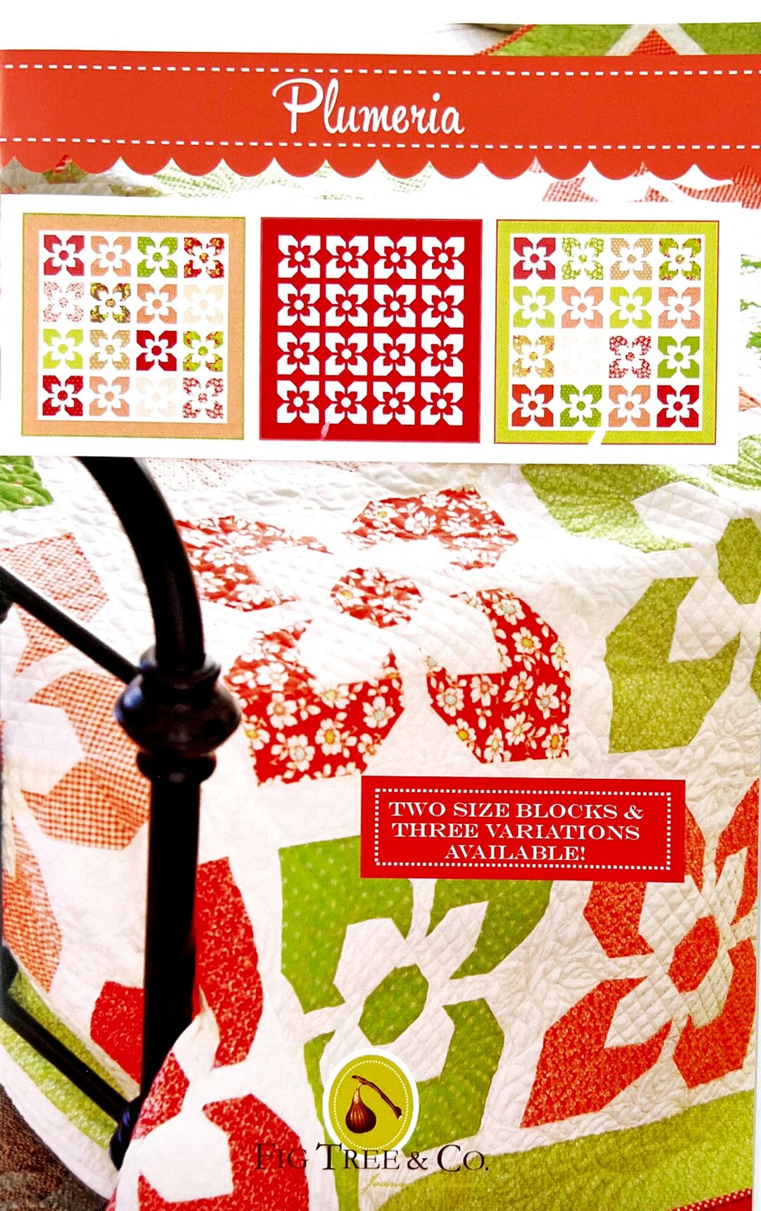 Plumeria Quilt Pattern, Fig Tree Quilts FTQ1972, Fat Quarter Dessert ...