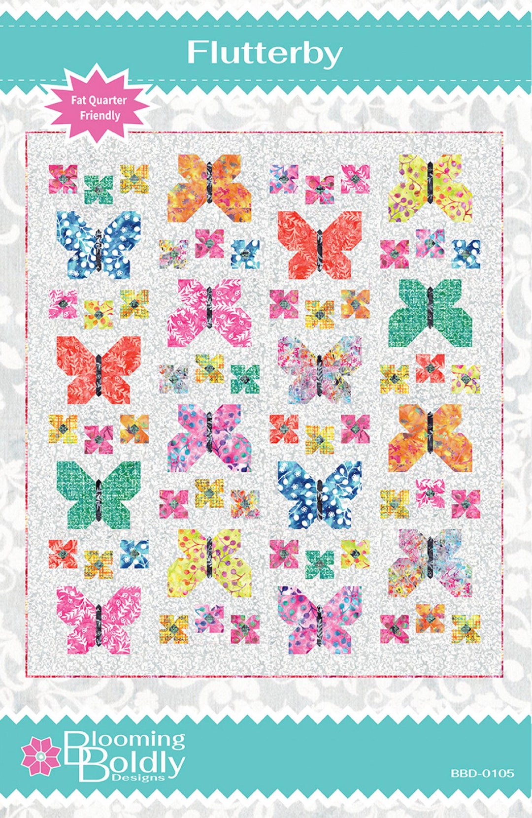 Flutterby Quilt Pattern, Blooming Boldly BBD0105, Fat Quarter FQ ...