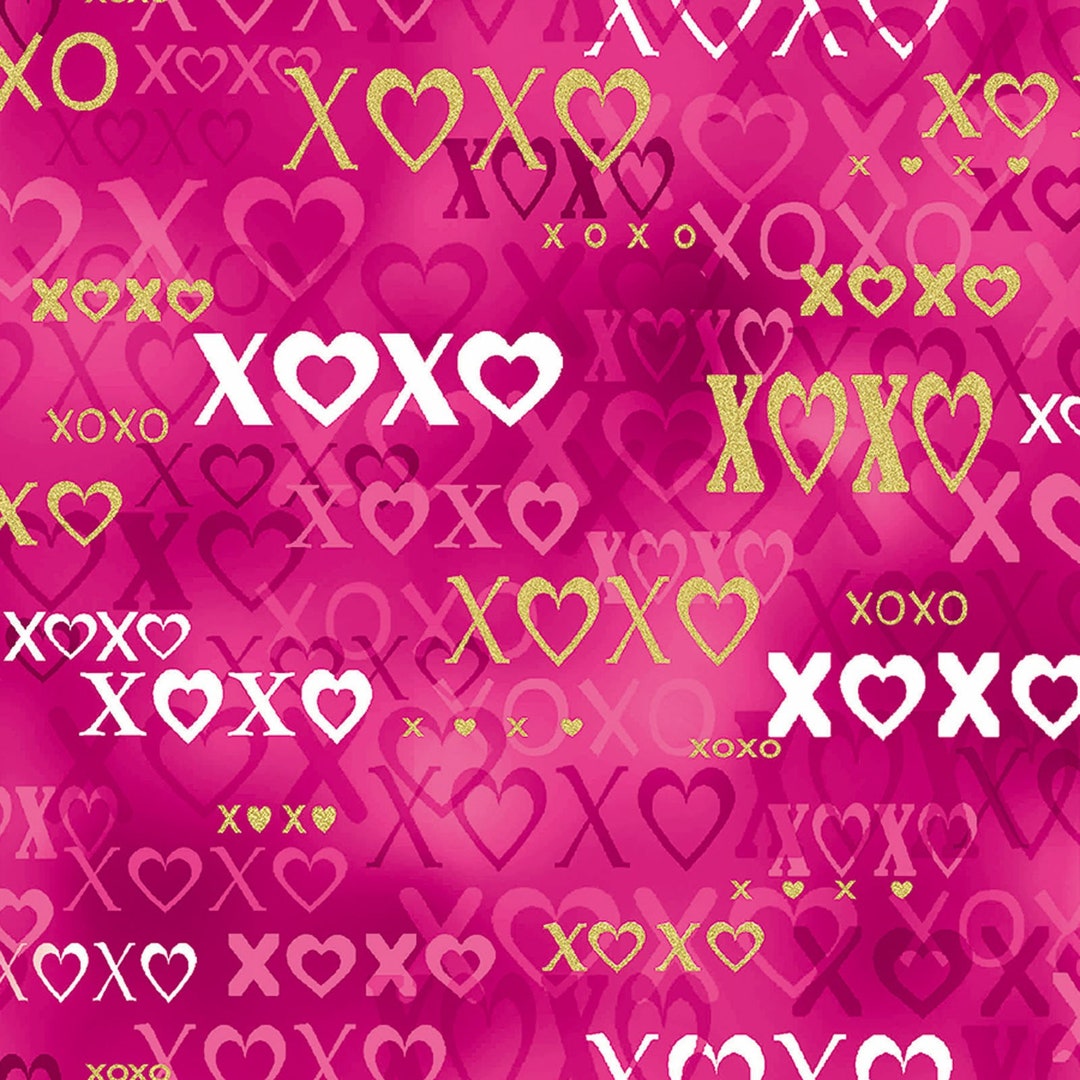 REMNANT 33 of Valentine XOXO Fabric, 8962MB-20, Hot Pink Hugs and ...