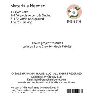 Bessie Quilt Pattern, Branch and Blume BNB2316, Layer Cake Ten Square ...