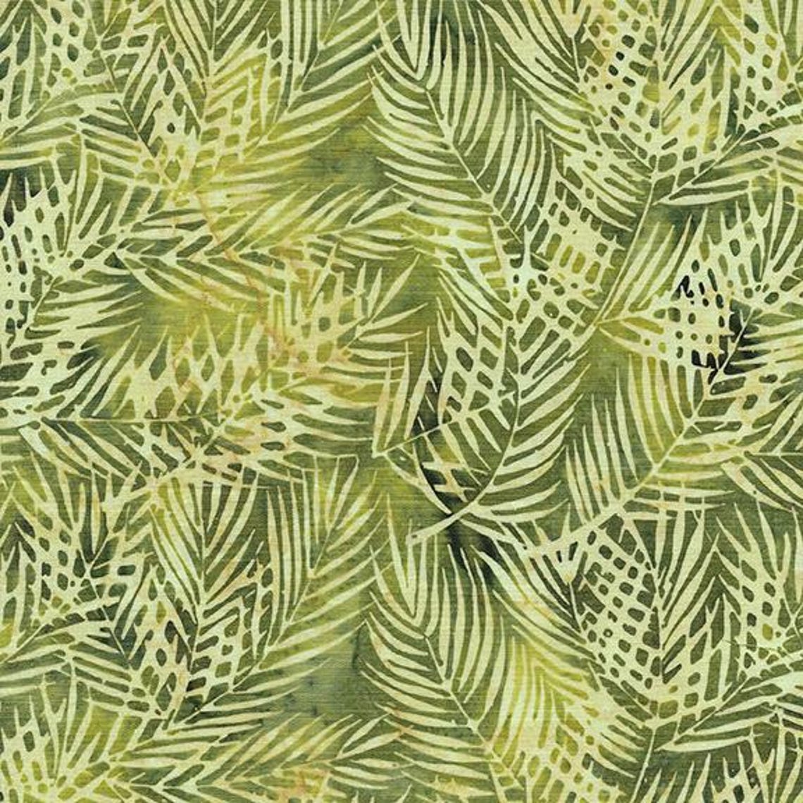 Turtle Cove - Tossed Palm Batik Fabric, Island Batik 112413630 Green ...