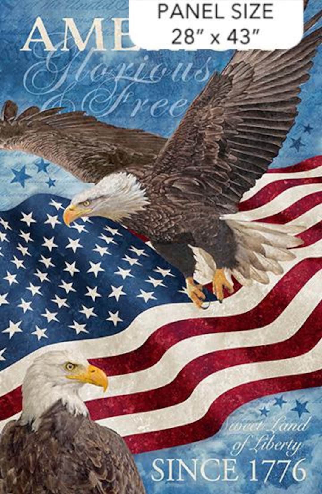 Stars and Stripes 13 - American Eagle With Flag 28" Fabric Panel ...