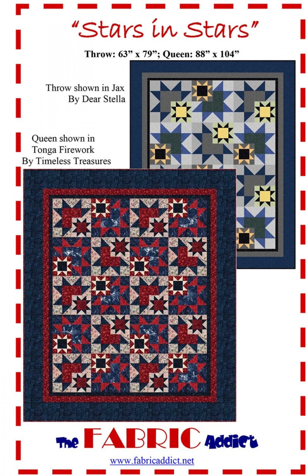Stars in Stars Quilt Pattern, the Fabric Addict SIS20, Yardage Friendly ...