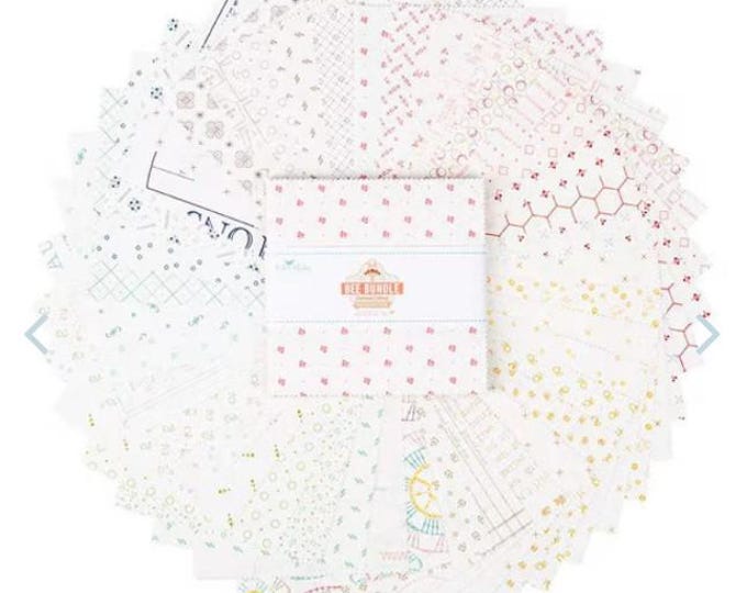 Bee Bundle Backgrounds Limited Edition 5" Stacker, Riley Blake 5-15571-42, 5" Precut Low Volume ...