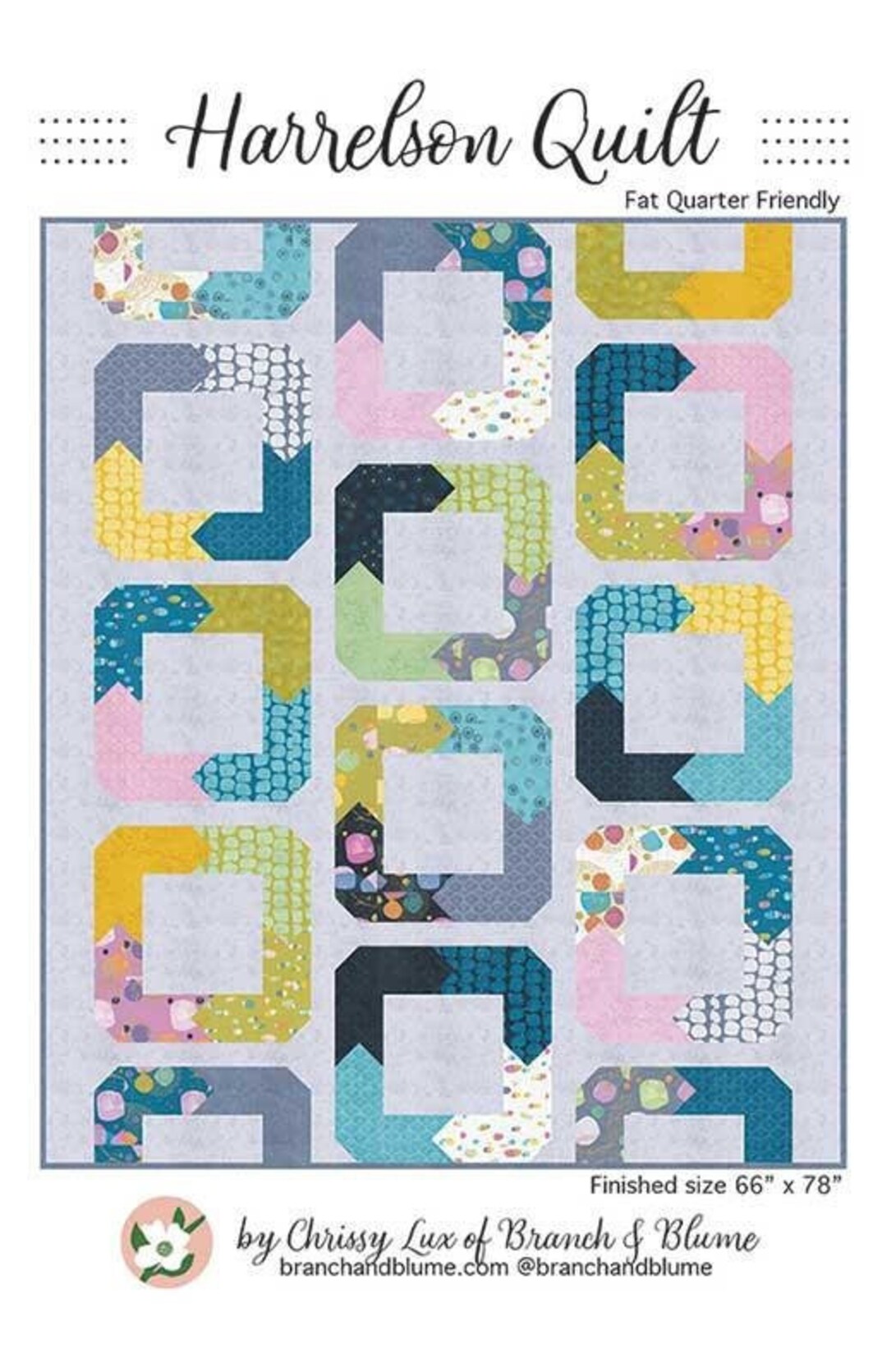 Harrelson Quilt Pattern, Branch and Blume BNB2319, Fat Quarter FQ ...