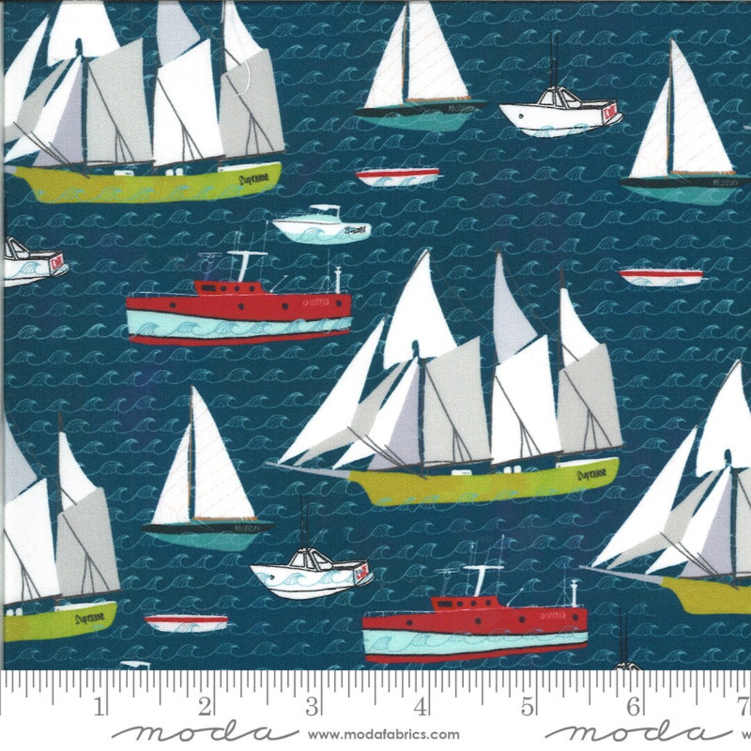 LAST CALL Lakeside Story - Sailcloth Boats Navy Sailing Ships Fabric ...