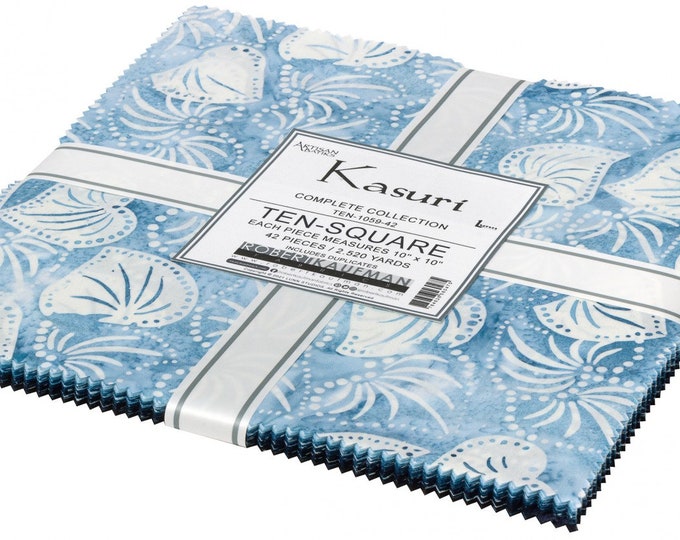 Kasuri Ten Square Layer Cake, TEN-1059-42, Blue White Batik Layer Cake ...
