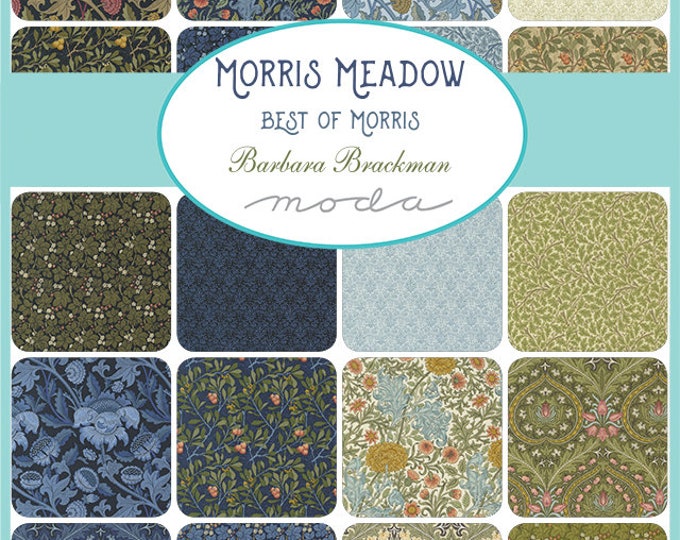 Morris Meadow Charm Pack, Moda 8370PP, 5 Inch Precut Fabric Squares, Floral Reproduction ...