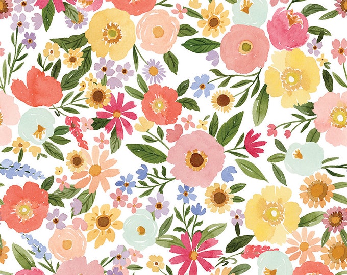 Flora No 6 - Main Pastel Floral Fabric, Riley Blake C14460-cloud ...