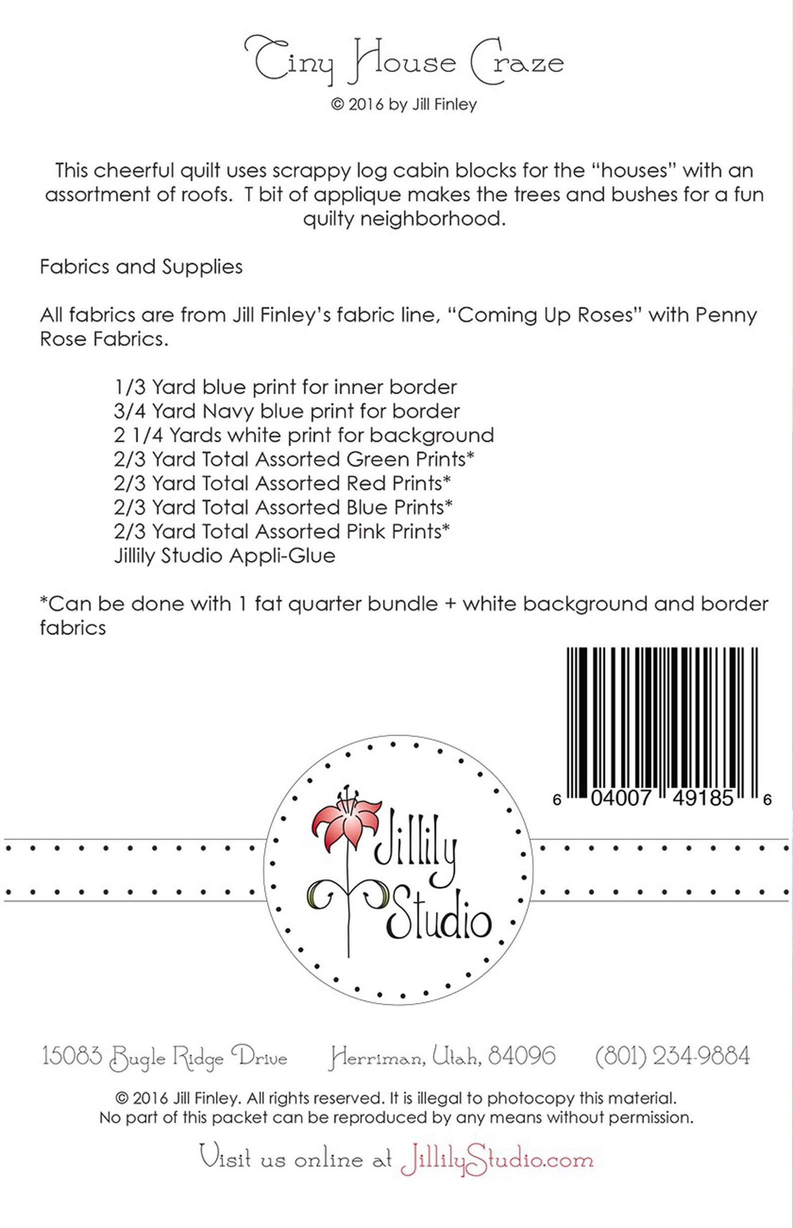 Tiny House Craze Quilt Pattern JILL1623 Scrap Yardage - Etsy