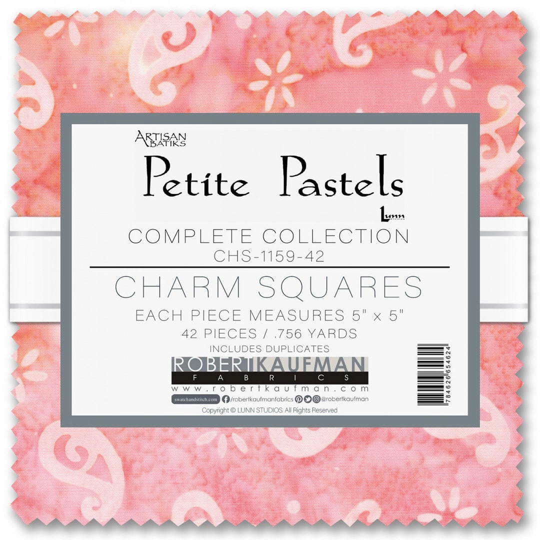Petite Pastels Batik Charm Squares, Robert Kaufman CHS-1159-42, Artisan ...