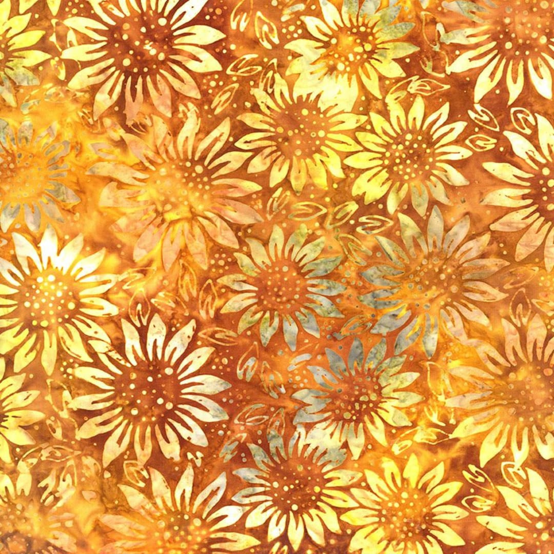 108 XTONGA Sunflowers Fall Autumn Batik Wide Quilt Back Fabric ...