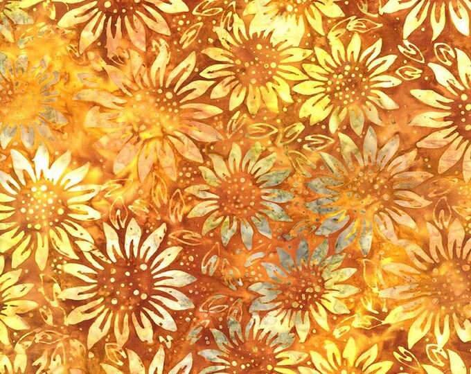 108" XTONGA - Sunflowers Fall Autumn Batik Wide Quilt Back Fabric ...