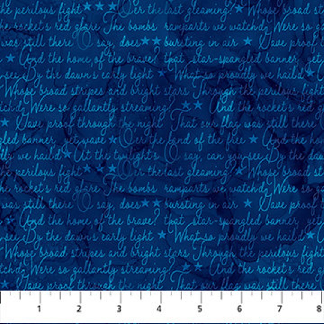 Navy Blue Text Fabric, Northcott Patriot DP25547-48, USA Patriotic Star ...