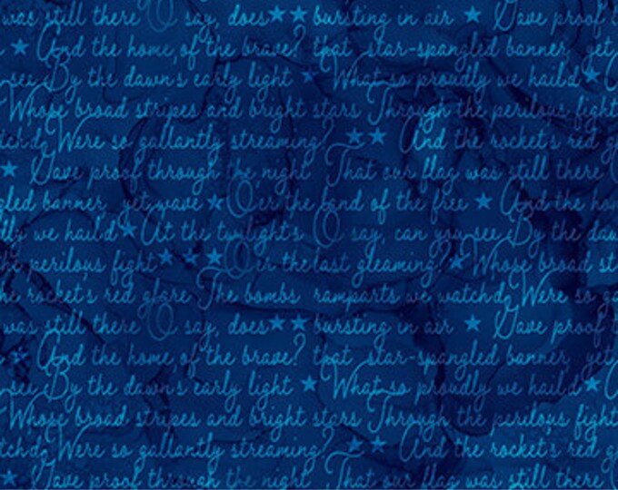 Navy Blue Text Fabric, Northcott Patriot DP25547-48, USA Patriotic Star ...