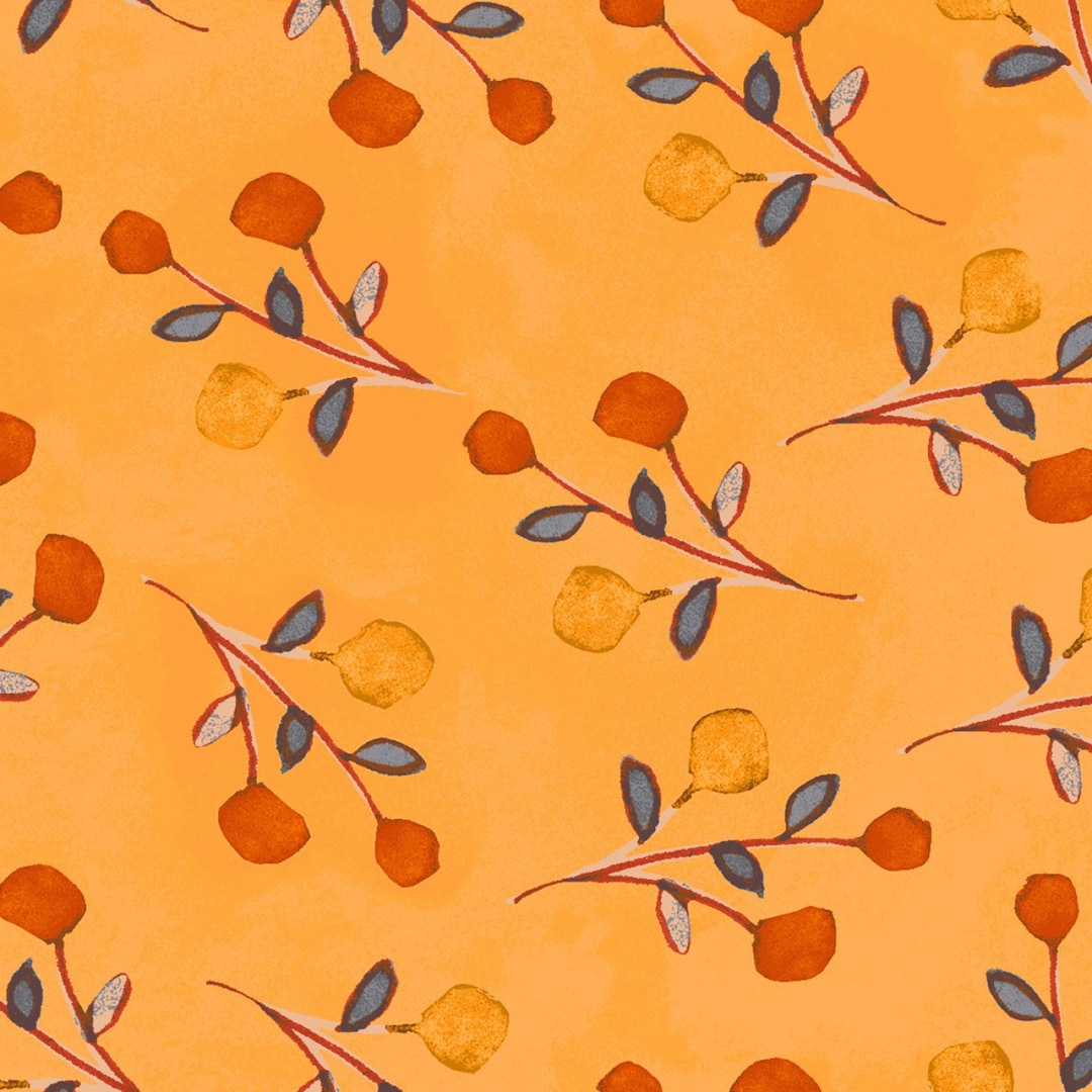LAST CALL Light Orange Floral Fabric, Clothworks Y3382-35 Light Orange ...