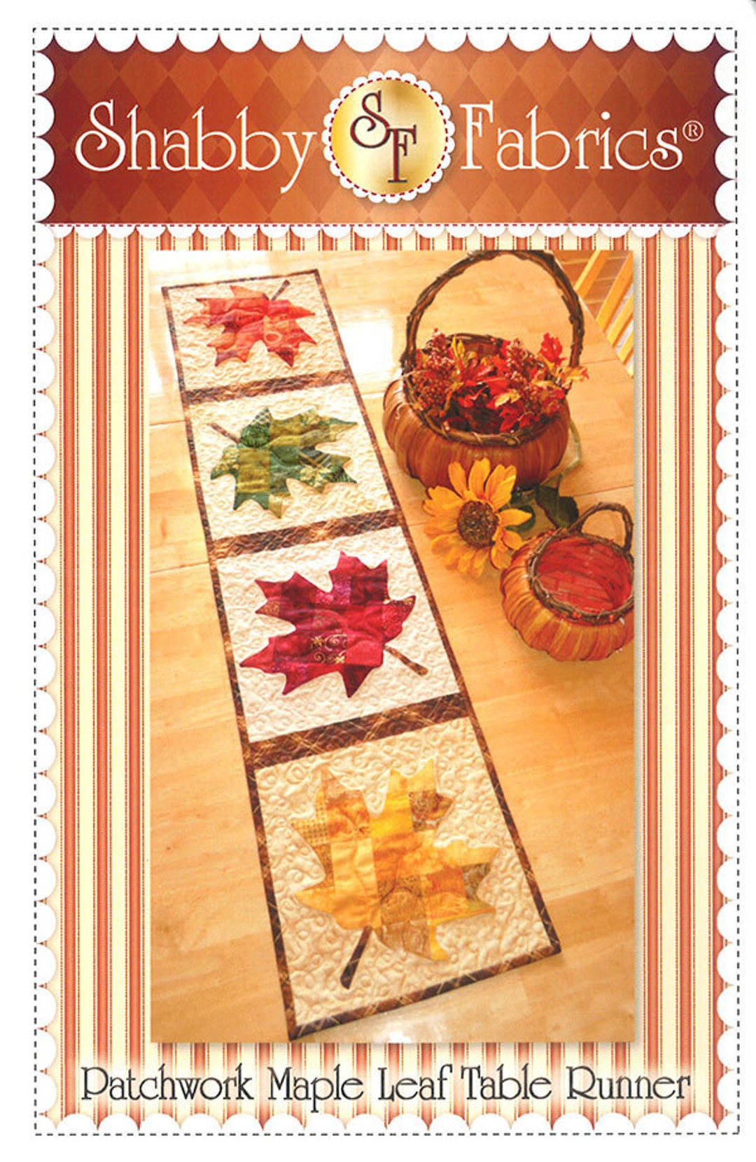 Patchwork Maple Leaf Quilted Table Runner Pattern, Shabby Fabrics ...