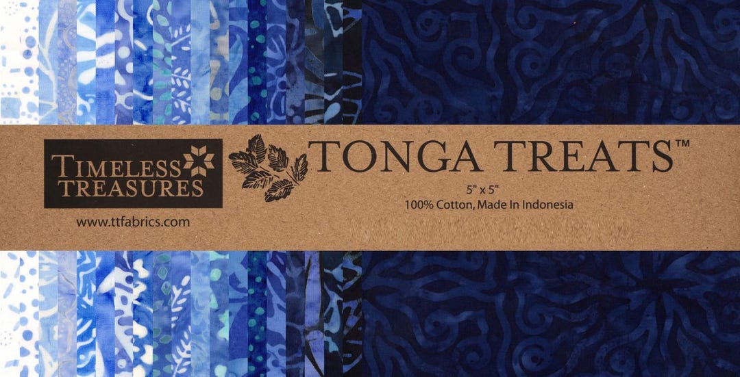 Tonga Bluebell Batik 5" Squares, Timeless Treasures Treat-mini42 ...
