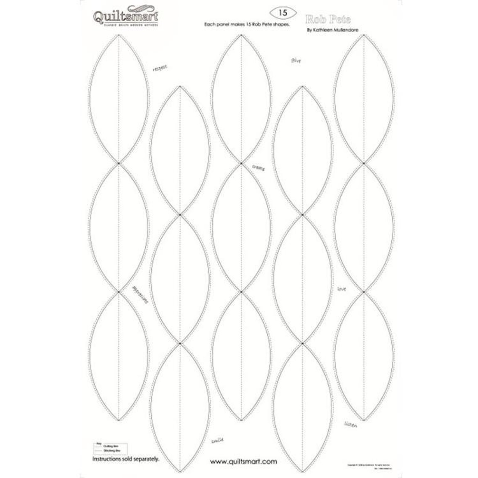 Rob Pete Interfacing Refill Panel, Quiltsmart QS 65011, Pre-printed ...