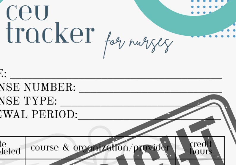 RN CEU Tracker - Printable Continuing Education Log - Etsy