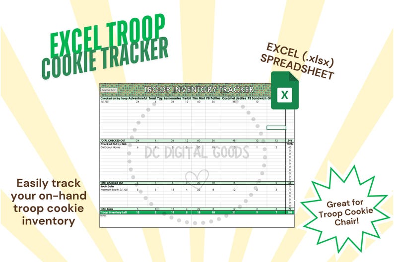 Girl Scout Cookie Inventory Tracker EXCEL Spreadsheet File - Etsy