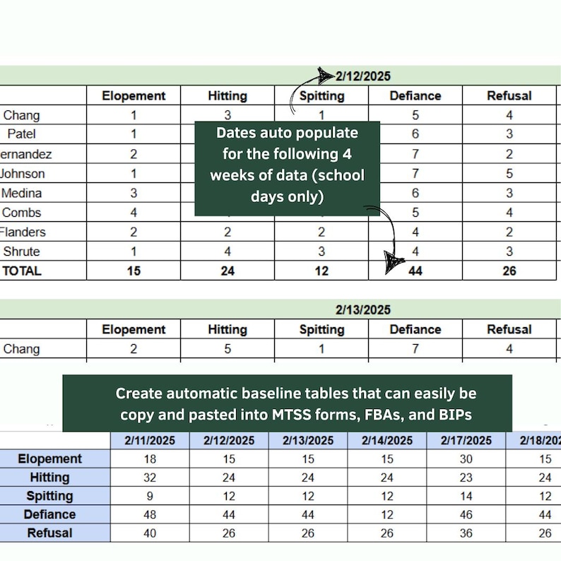 Behavior Data Tracking & Automatically Graphing Spreadsheet ...