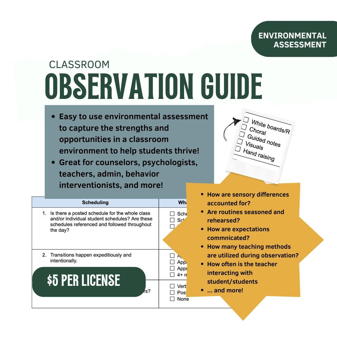 Classroom Observation (ecological/environmental Assessment) K-12 ...