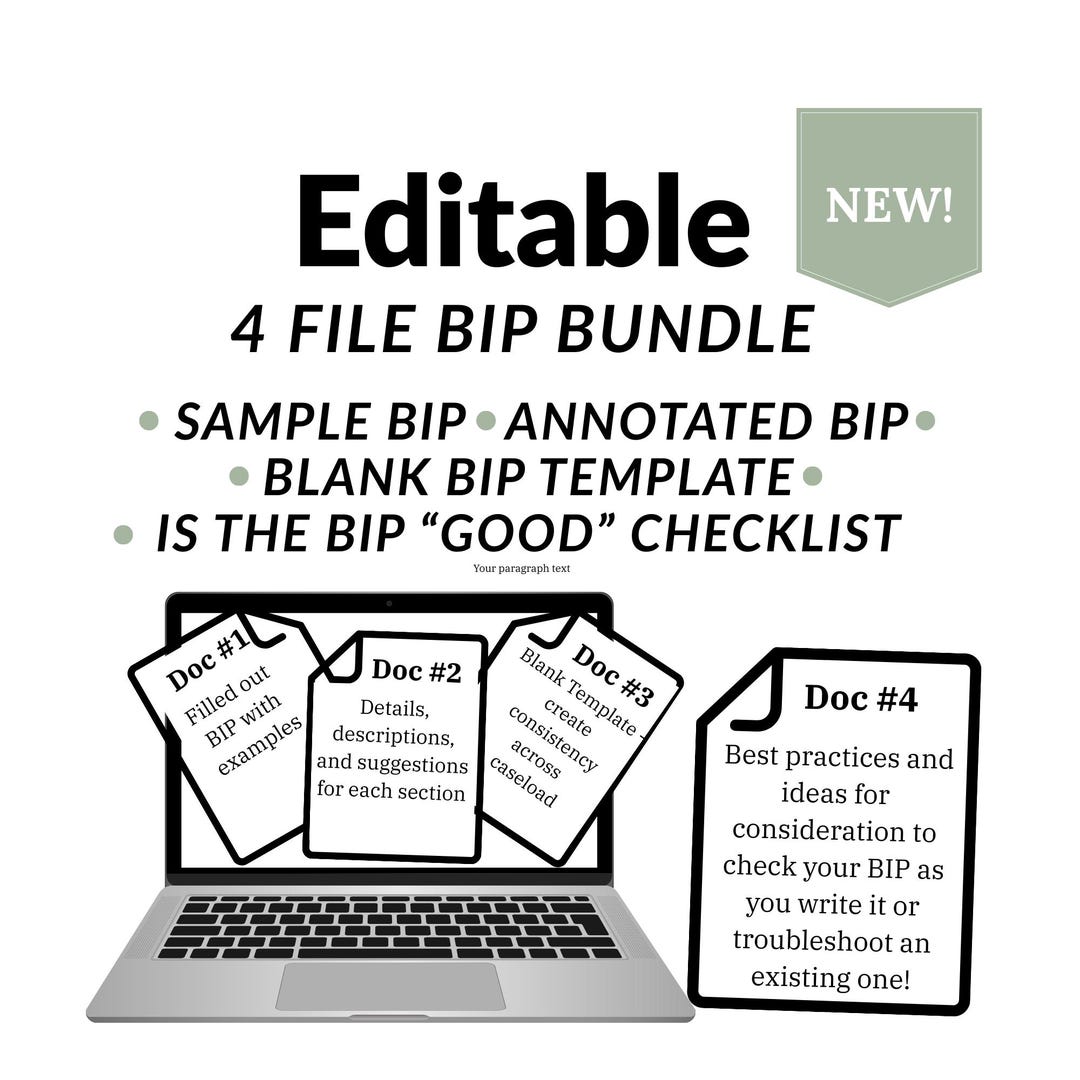 Behavior Intervention Plan (BIP) Bundle – Editable Templates, Examples ...