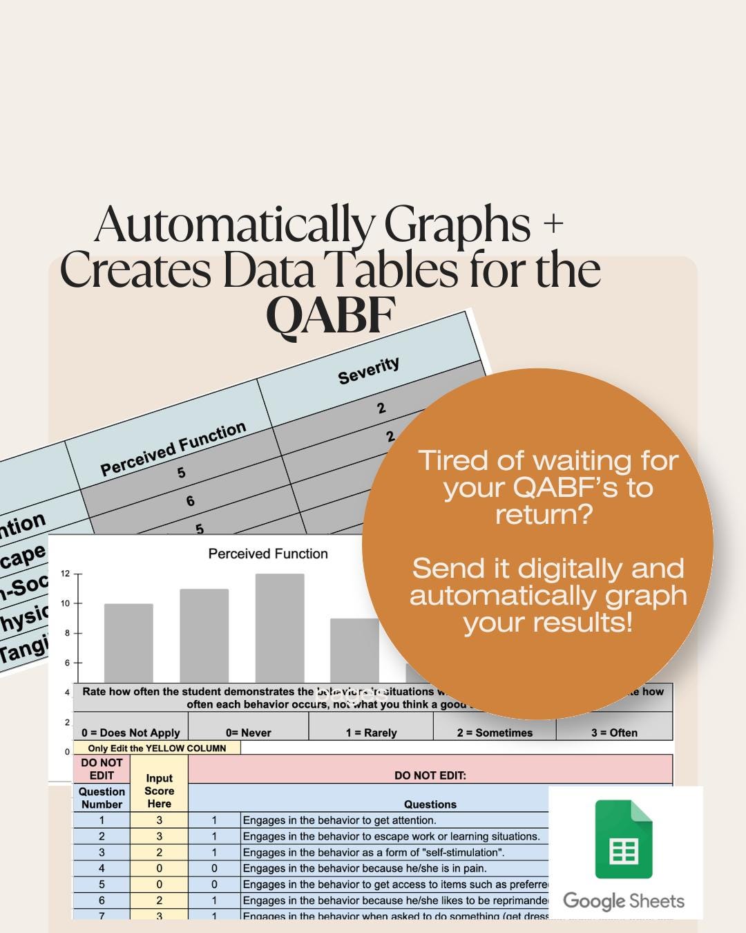 QABF Automatically Graphing Template + Creates Data Tables- School ...
