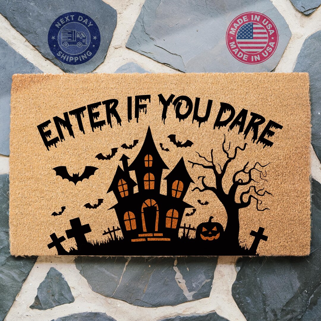 Enter If You Dare Welcome Mat, Spooky Season Home Decor, Fall Decor ...