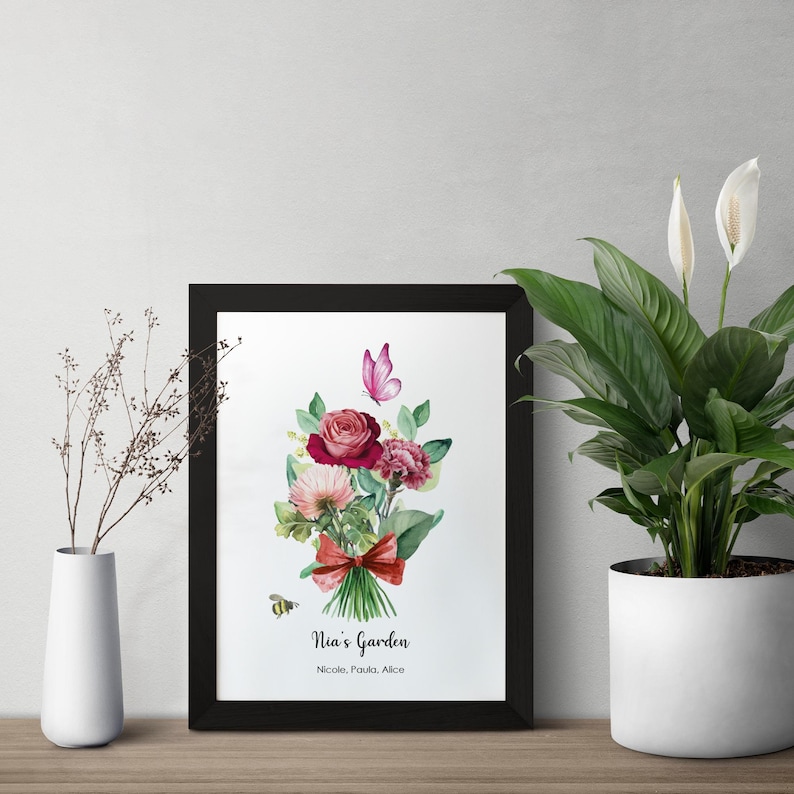 Custom Grandma Garden Birth Flower Bouquet, Birth Month Art Print, Gift ...