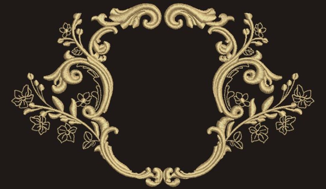 Vintage Baroque Monogram Frame Machine Embroidery Design, Instantly ...