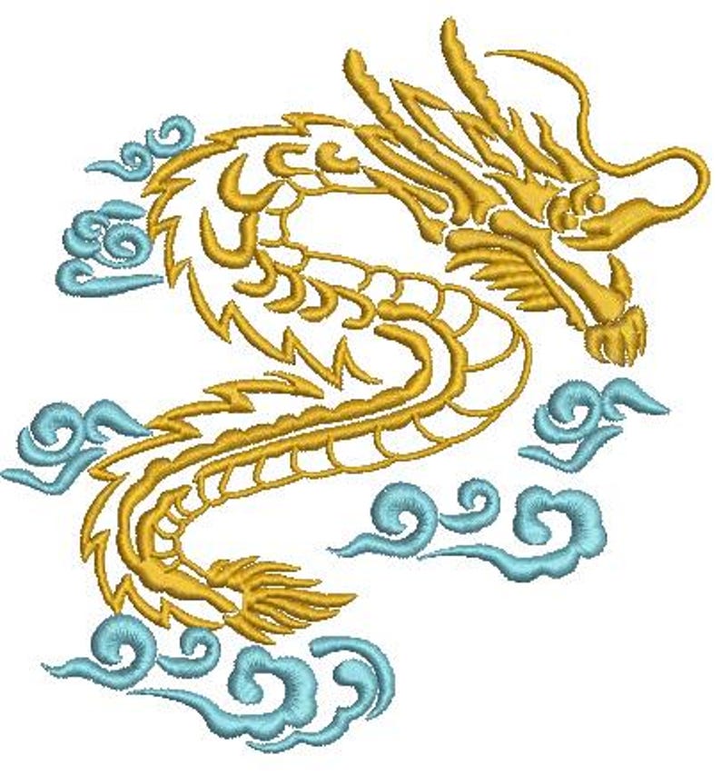 Golden Chinese Style Dragon Machine Embroidery Designs, Instantly ...