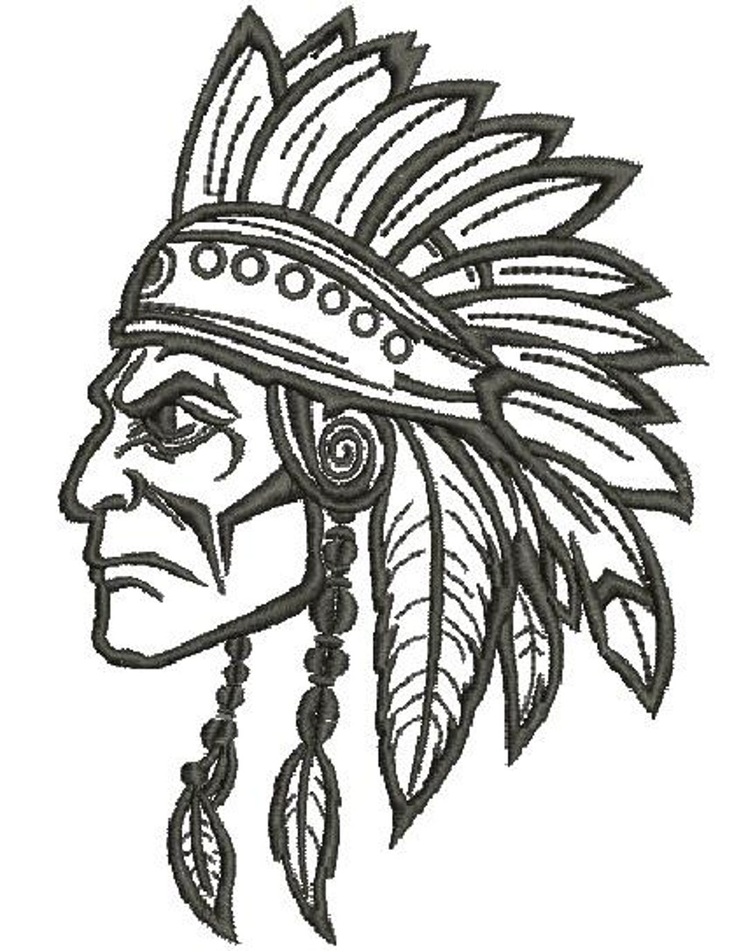 Indian Warrior Head Indian Chief Head Machine Embroidery Designs ...