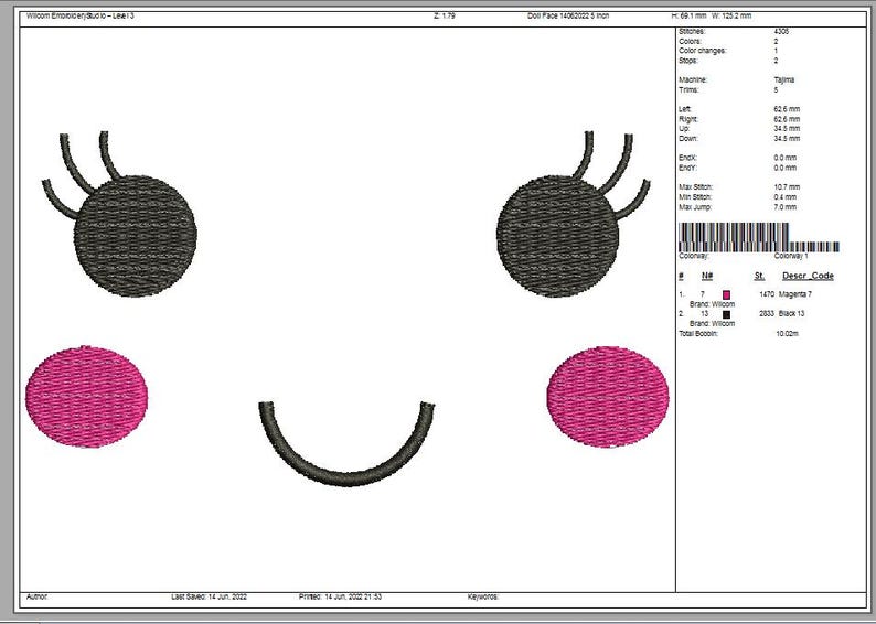 Doll Face Machine Embroidery Design – Instant Download - Etsy
