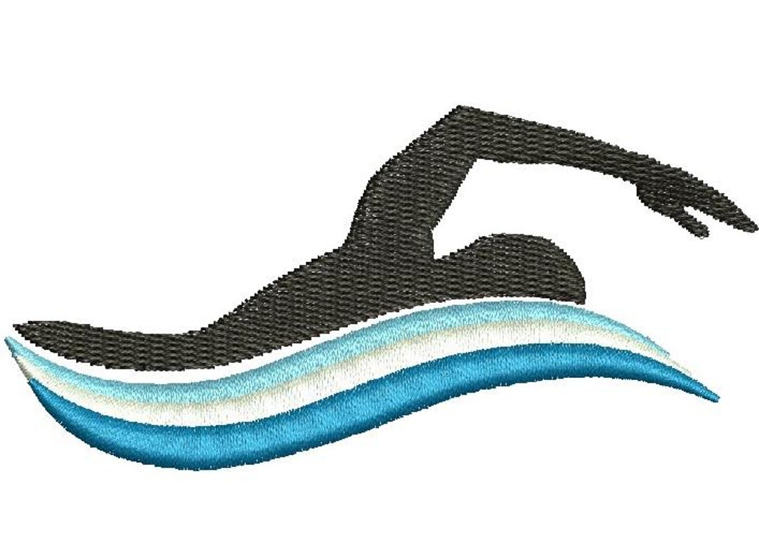 Swimmer and Wave of Three Colors Machine Embroidery Design – Instant ...