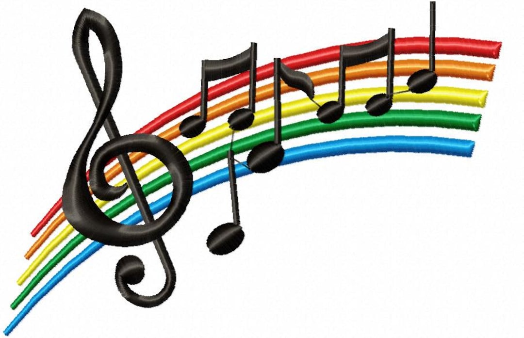 Rainbow Treble Clef, Music, Notes Machine Embroidery Designs, Instantly ...