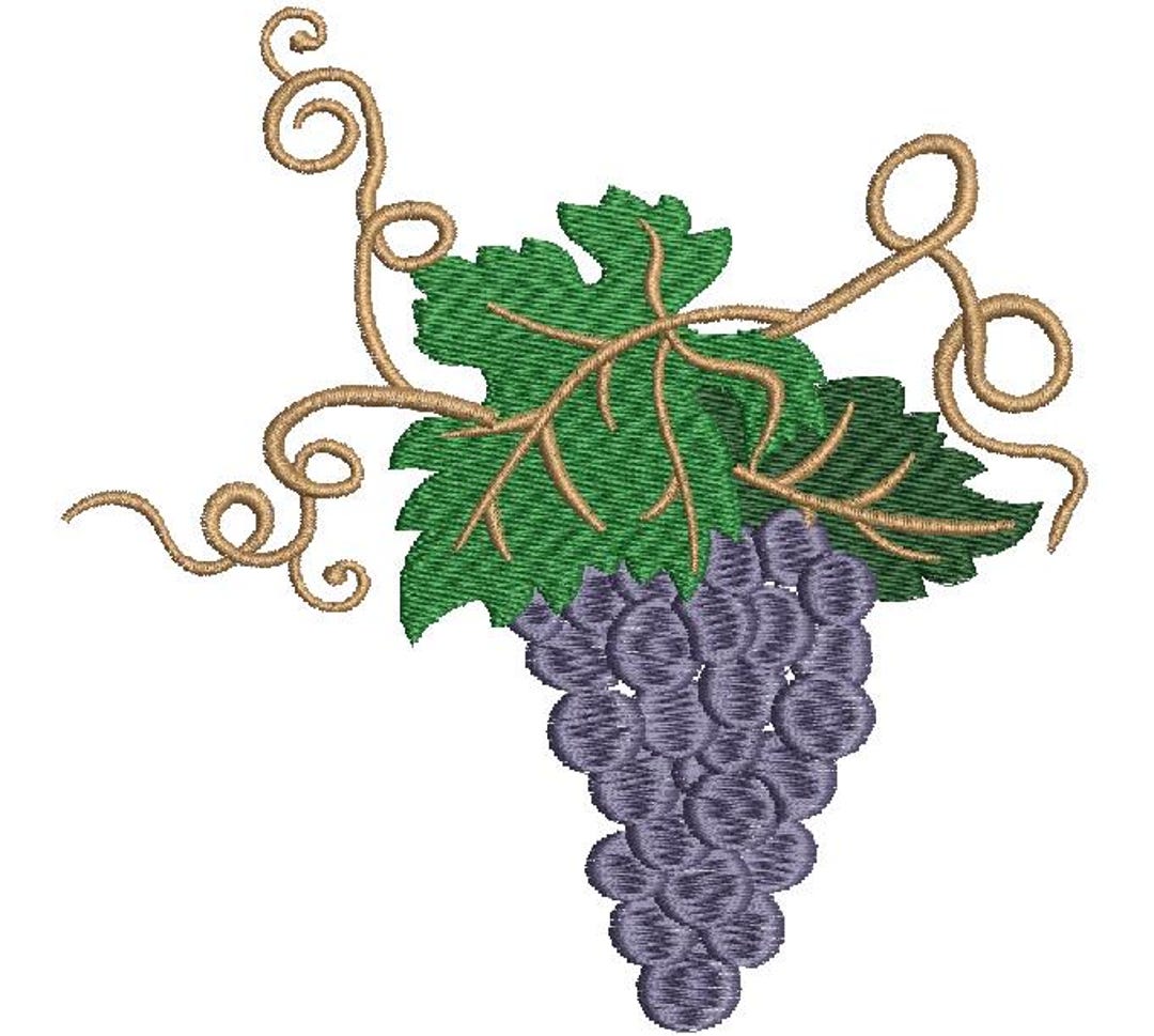 Bunch of Grapes and Leaves Machine Embroidery Designs Including Cap ...