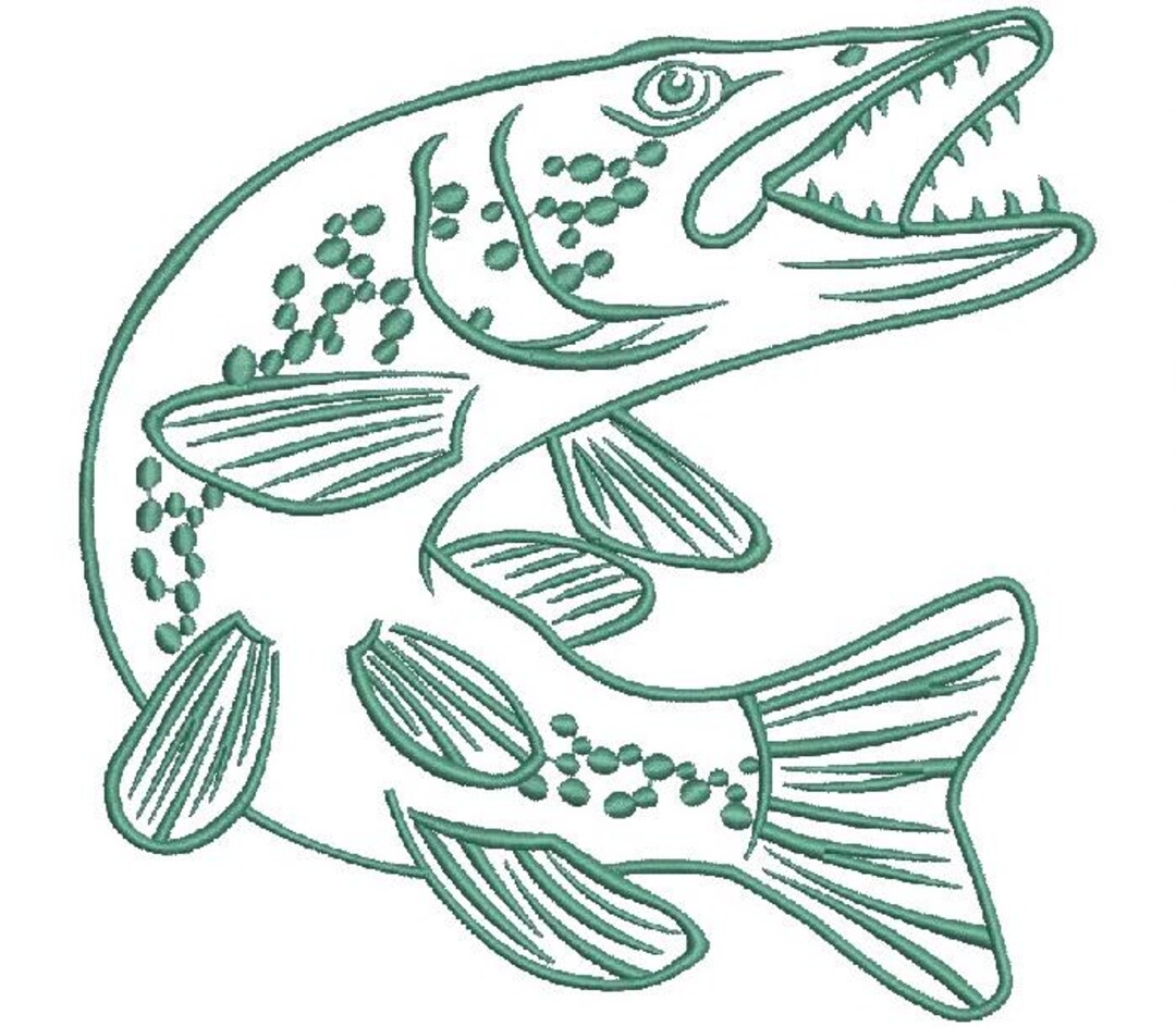 Pike Fish Machine Embroidery Designs, Instantly Download - Etsy