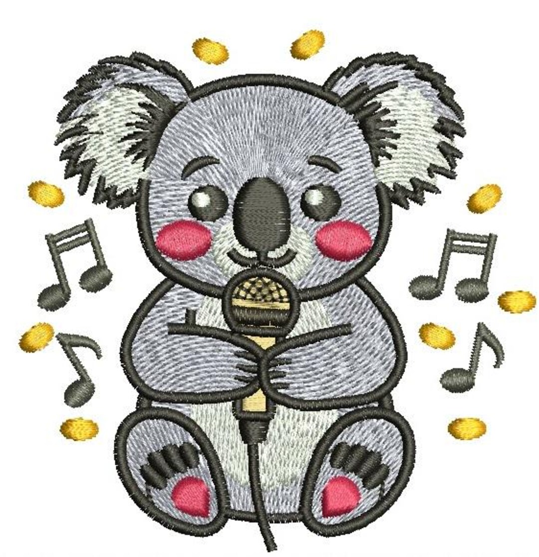 Singing Koala With Microphone Machine Embroidery Design - Etsy