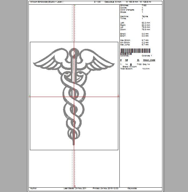 Caduceus Embroidery, Medical Pattern, Healthcare Design Embroidery ...