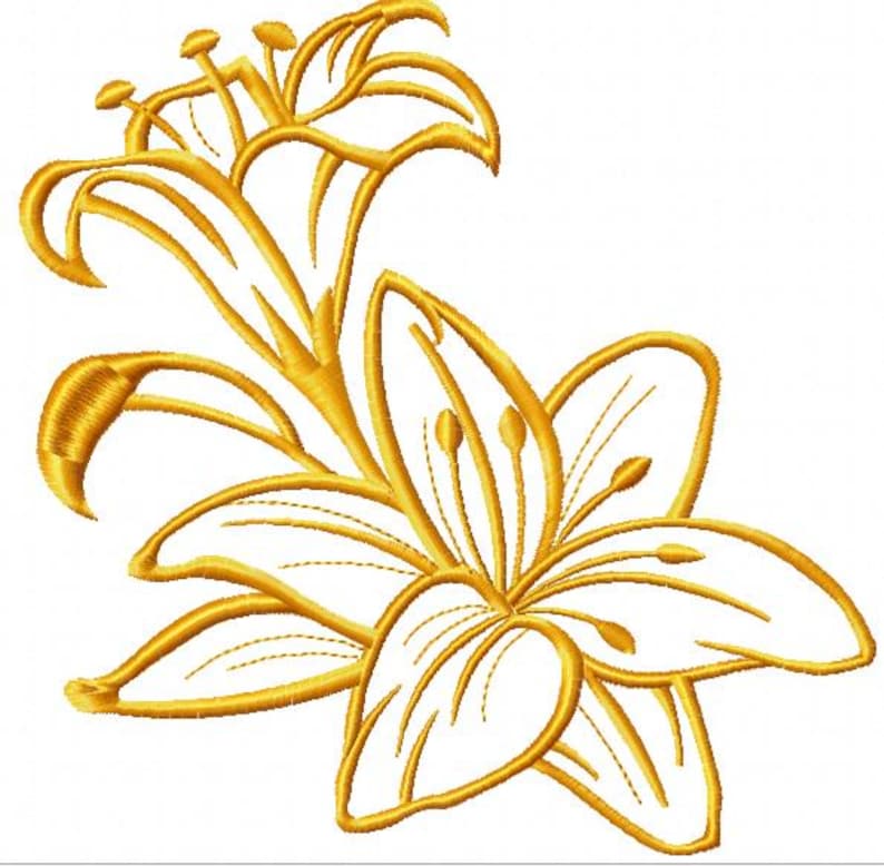 Gold Lilies Machine Embroidery Designs, Instantly Download - Etsy