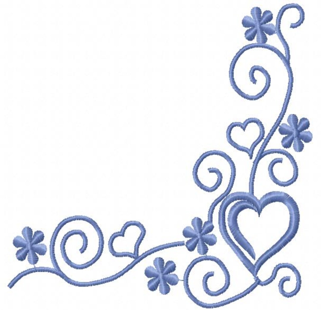 Corner Pattern Heart Machine Embroidery Designs, Instantly Download - Etsy