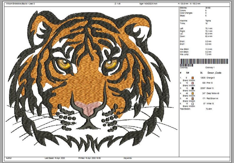 Tiger Wildcat Machine Embroidery Design for Jackets, Apparel, and Home ...