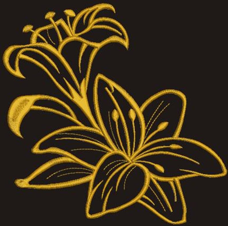Gold Lilies Machine Embroidery Designs, Instantly Download - Etsy