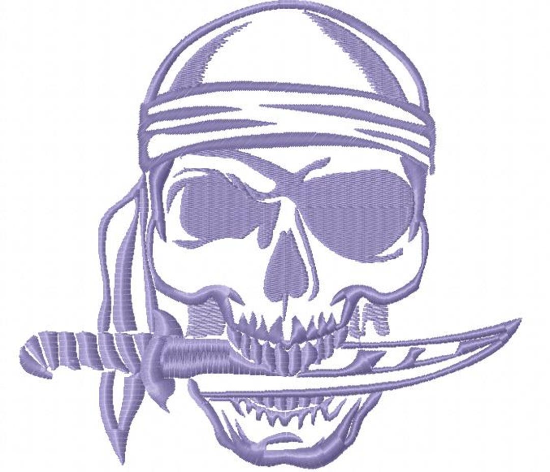 Skull and Knife, Skull Jolly Roger Machine Embroidery Designs Instantly ...